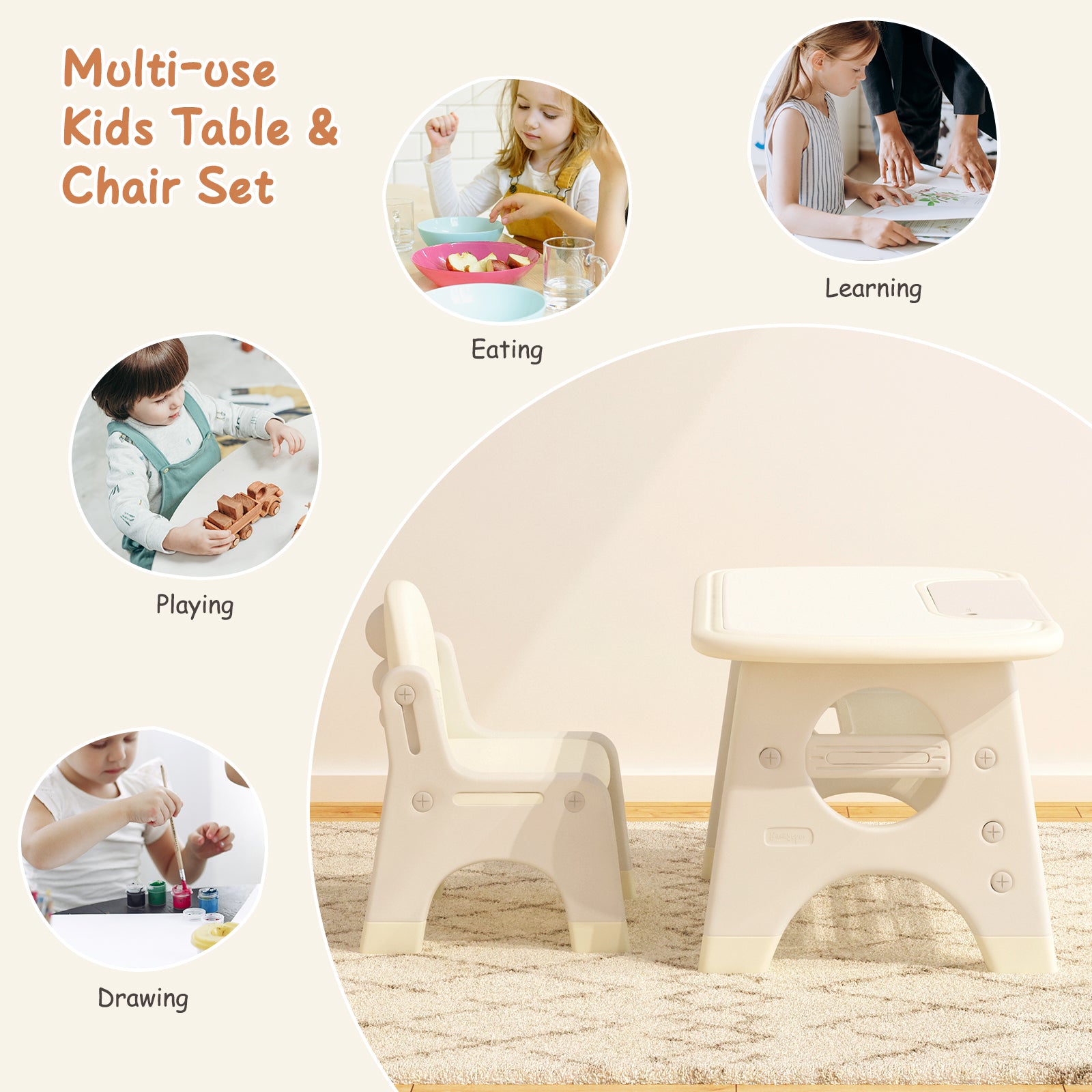 Kid's Drawing Table and Chair Set Gray – BanaSuper
